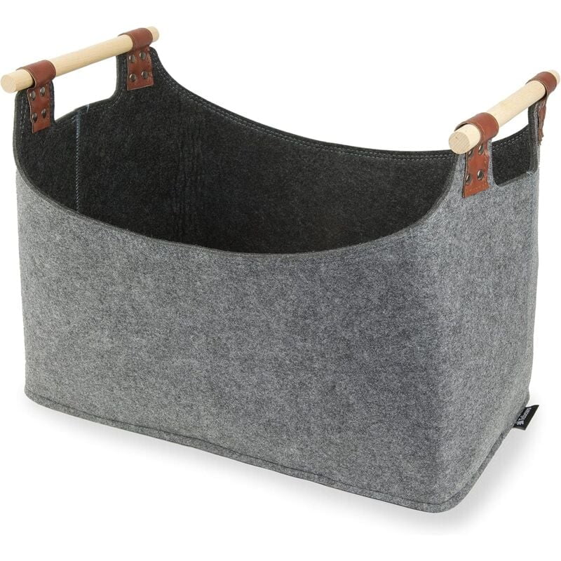 Log Basket, Large Felt Log Basket with 2 Handles Foldable Log Storage ...