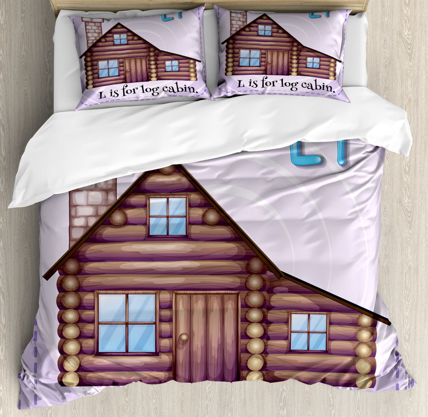 Log Cabin Duvet Cover Set Queen Size, Alphabet Flashcard for L Letter ...