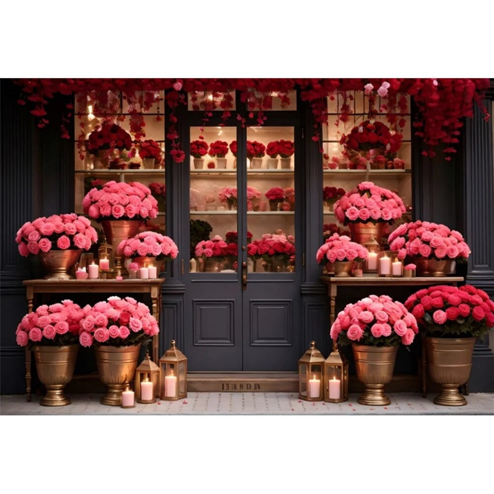 Log Cabin Flower Shop Romantic Photography Backdrop Love Flowers ...