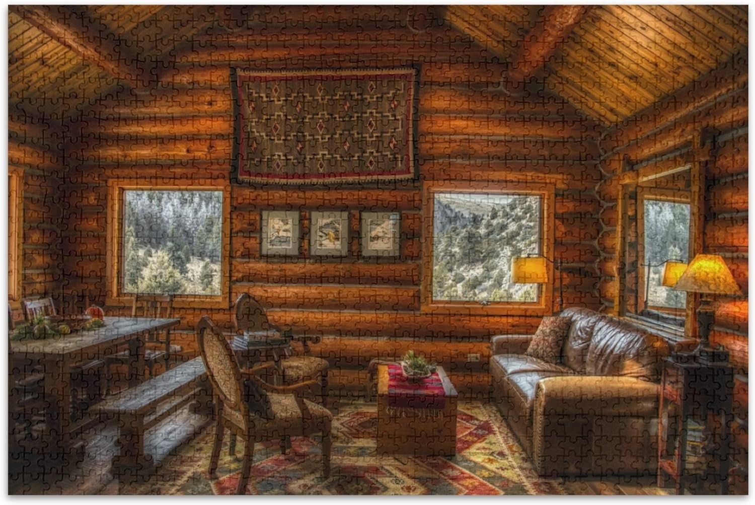 Log Cabin Inside Jigsaw Puzzle 500 Pieces, Intellectual Entertainment ...