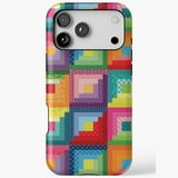 Log Cabin Pattern Patchwork Quilt iPhone Case 17 11 12 13 14 15 16 Pro ...