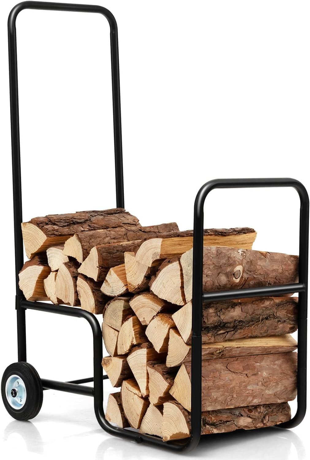 Log Cart Carrier, 22” Fire Wood Moving Carts w/Handles & Rubber Wheels ...
