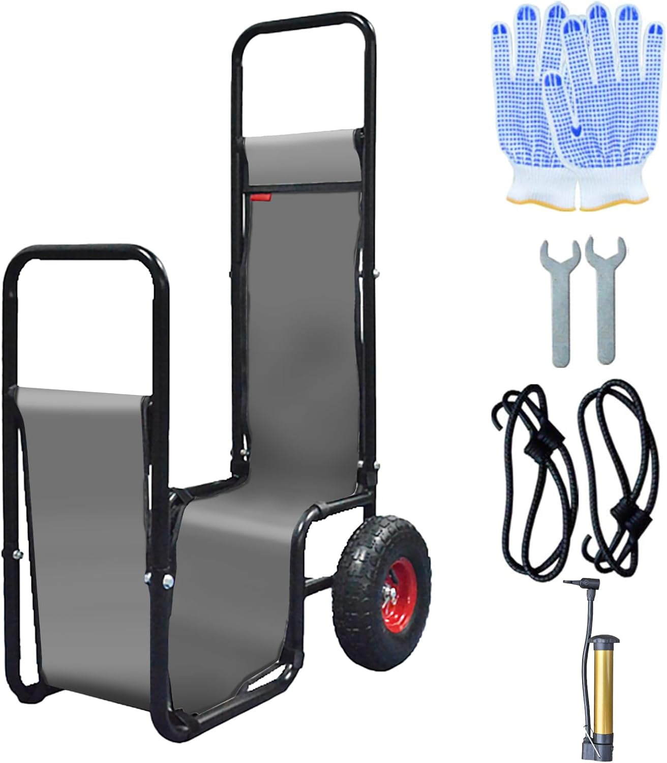 Log Cart with Wheels Steel Woods Holder Outdoor-Indoor Storage Rack ...