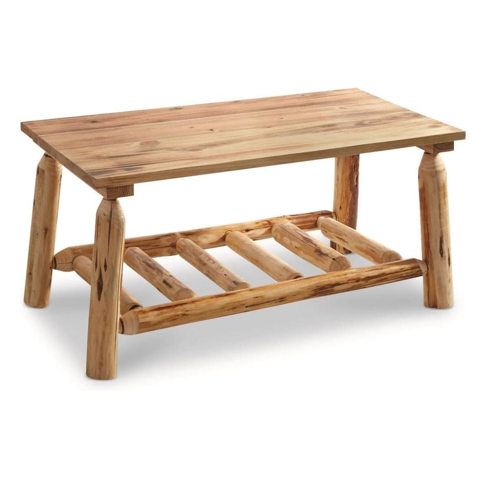 Log Coffee Table, Rustic Natural Weathered Look Wooden Rectangular ...