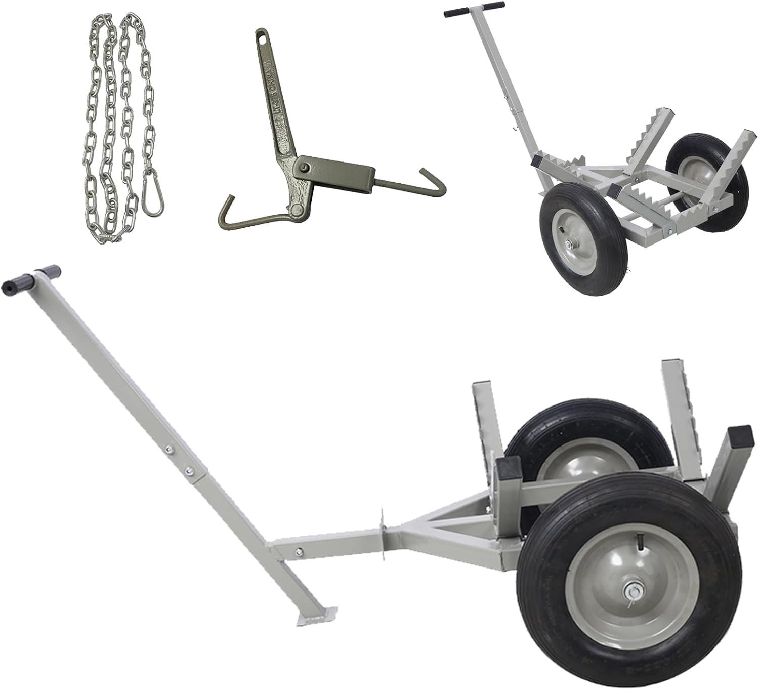 Log Dolly with Load Binder & Chain, 440lbs Heavy Duty Log Skidding Arch ...