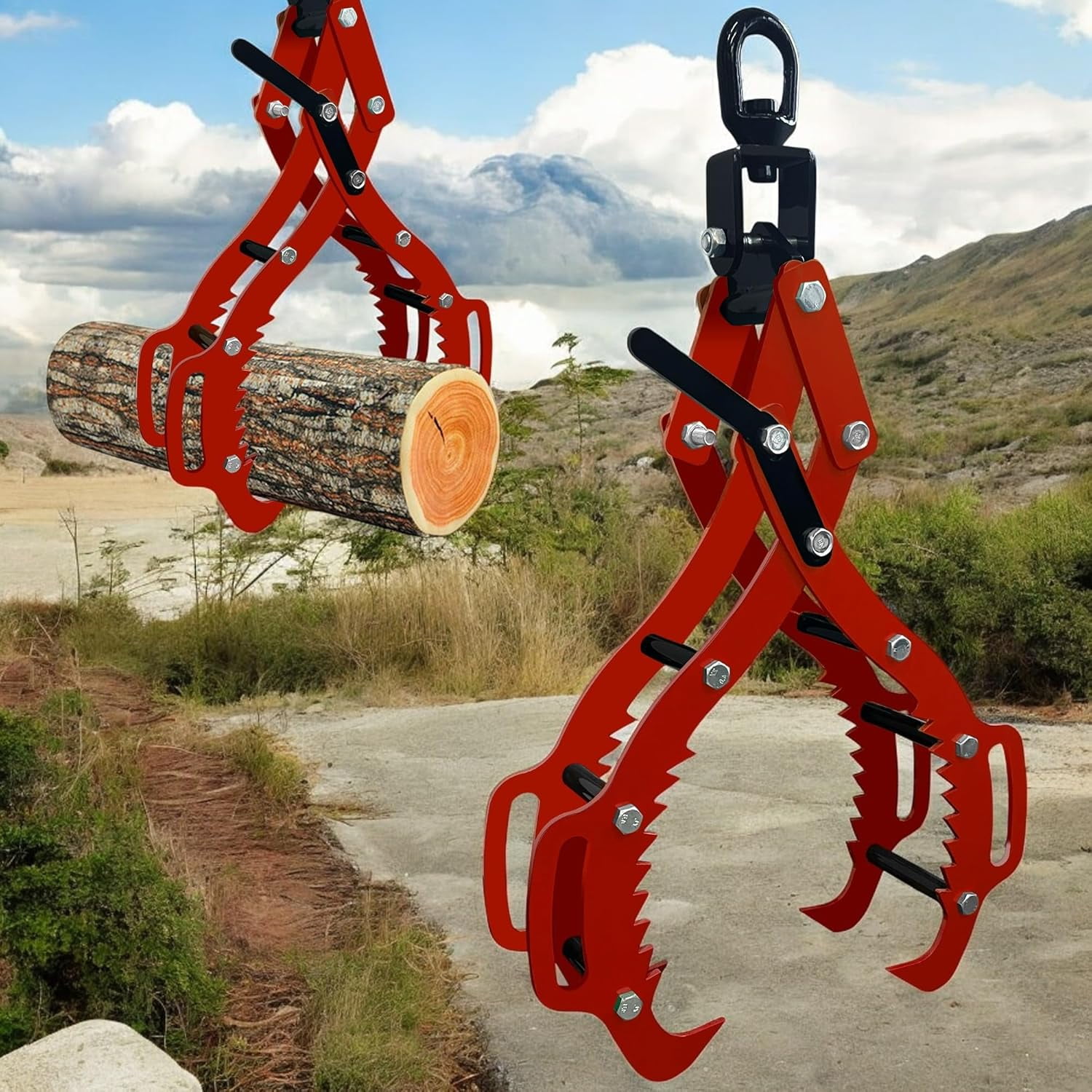 Log Lifting Tongs, 4 Claw Log Grapple Serrated Claw Hook, 32in Heavy ...