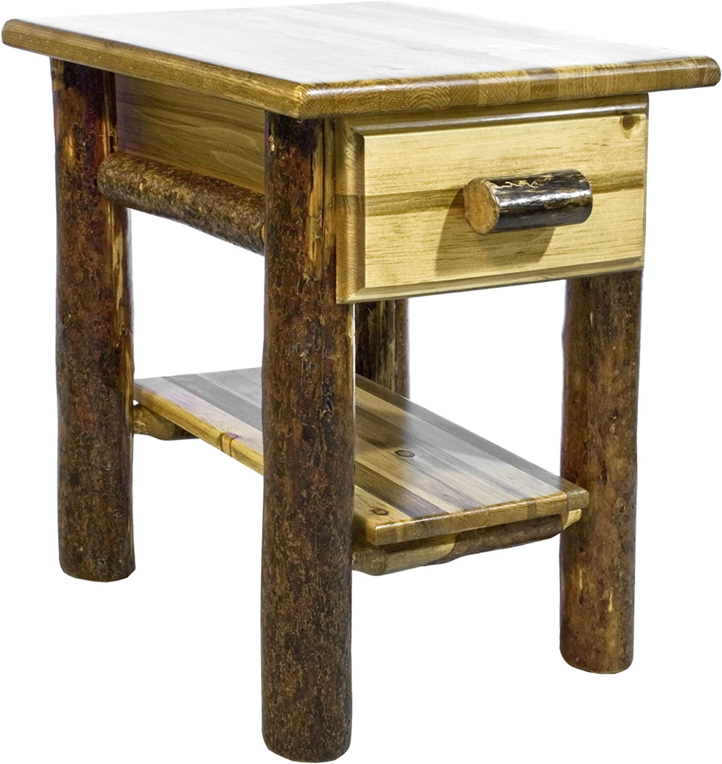 Log Nightstand with Drawer - Glacier Country Collection - Walmart.com