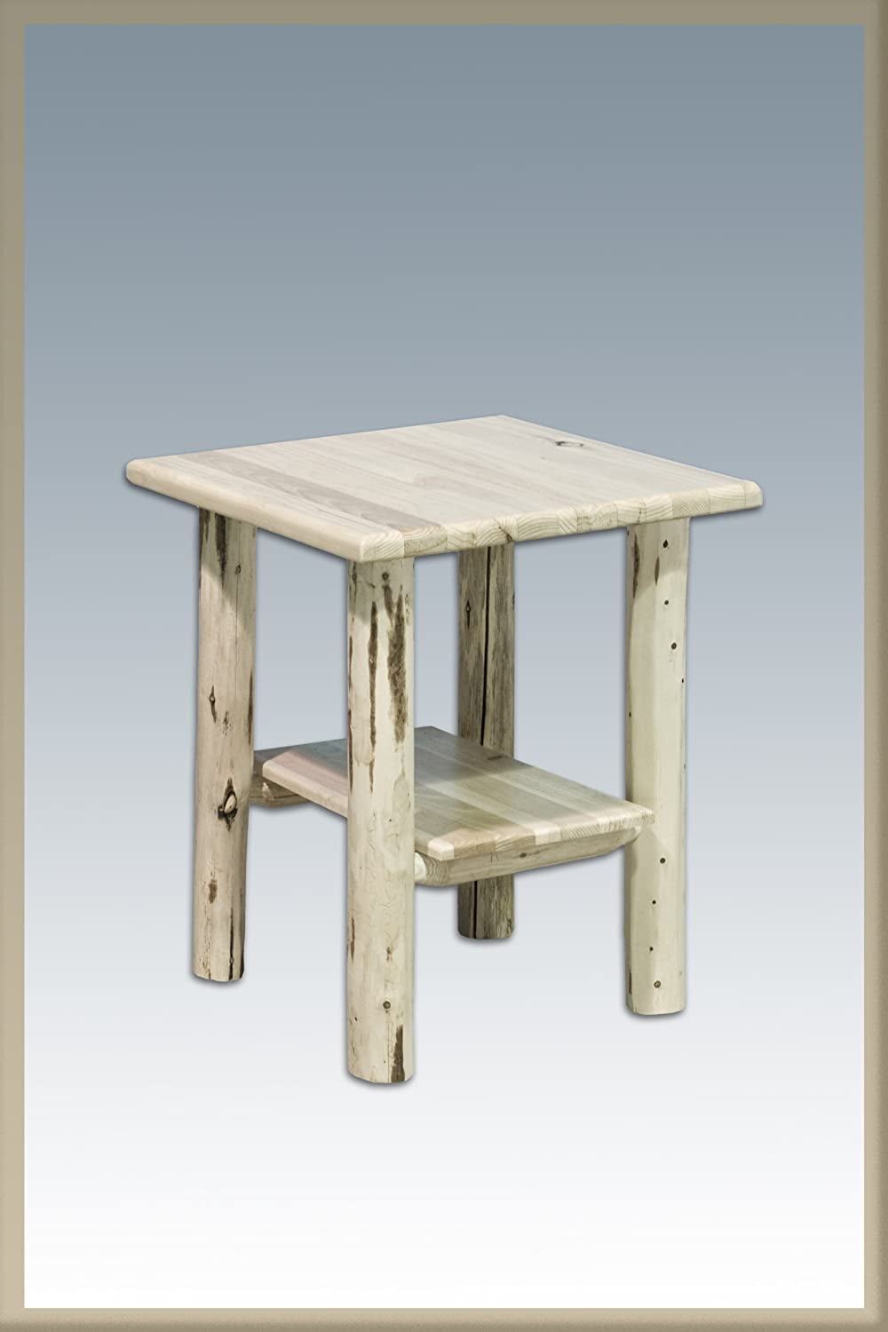 Log Nightstand with Shelf - Unfinished - Walmart.com