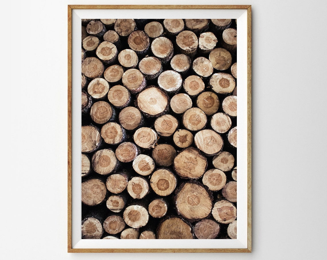 Log Pile Print Tree Ring Print Rustic Wall Art Wood Pile Tree Rings ...