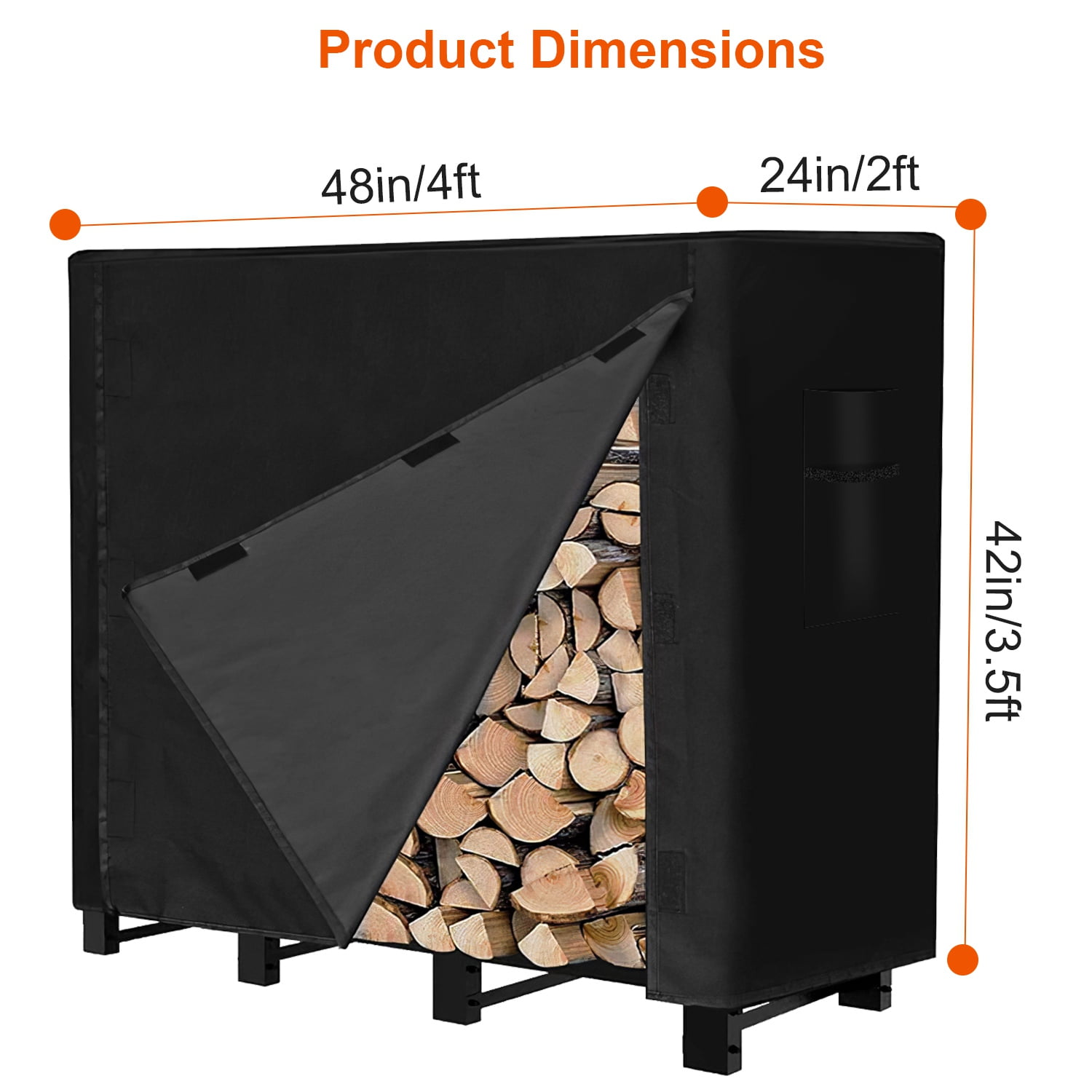 Log Rack Cover TeqHome 420D Oxford Fabric Waterproof Firewood Cover Fit ...