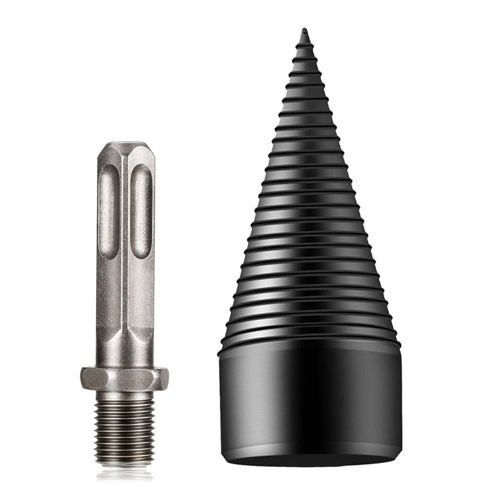 Log Wood Splitter Cone Screw Splitting Hammer Drill Cone Cleaver Steel ...