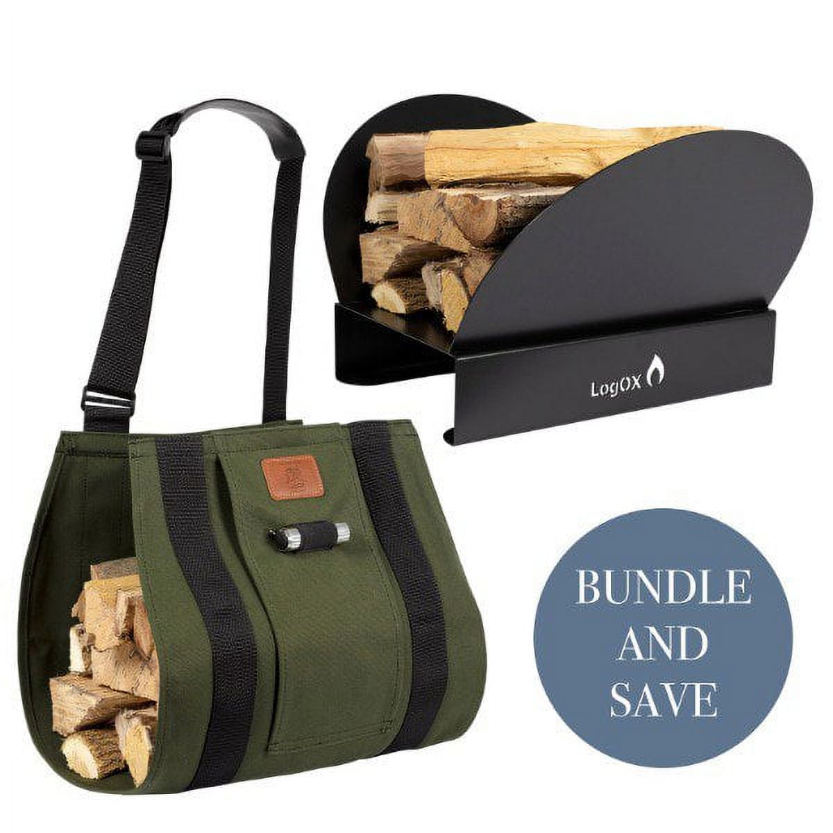 LogOX Fireside Bundle, WoodOX Sling Ergonomic Firewood Carrier & Hearth ...