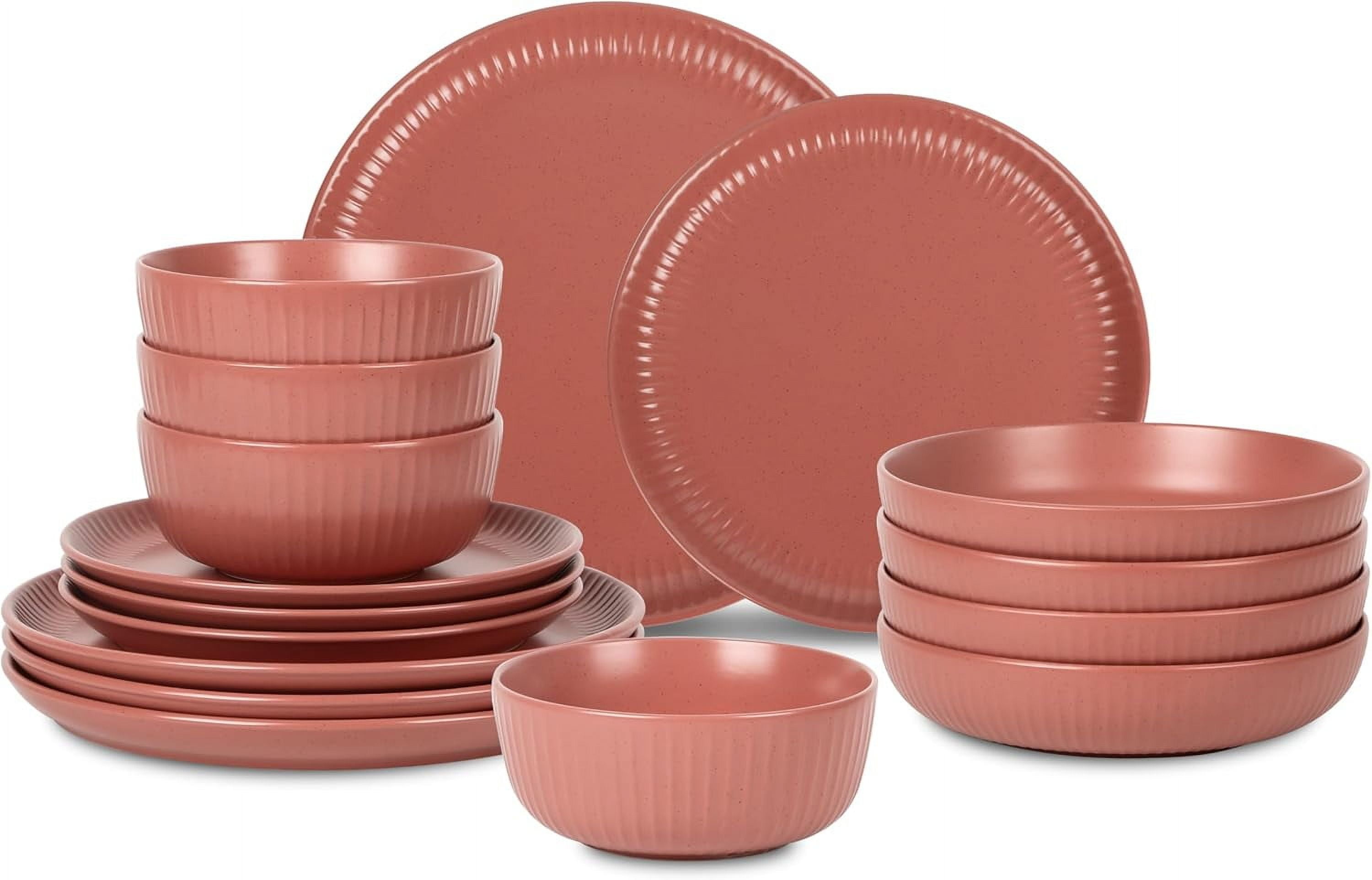 Logan 16-Piece Dinnerware Set Stoneware, Terracotta - Walmart.com