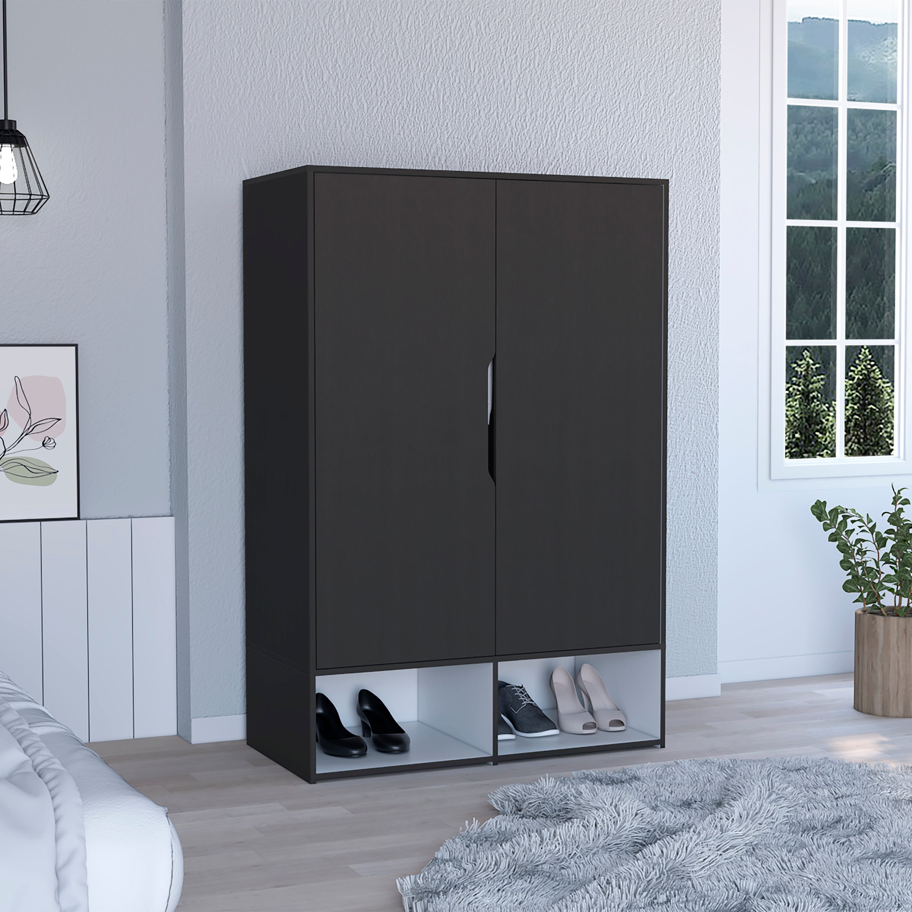 Logan 2-Shelf Armoire Black and White - Walmart.com