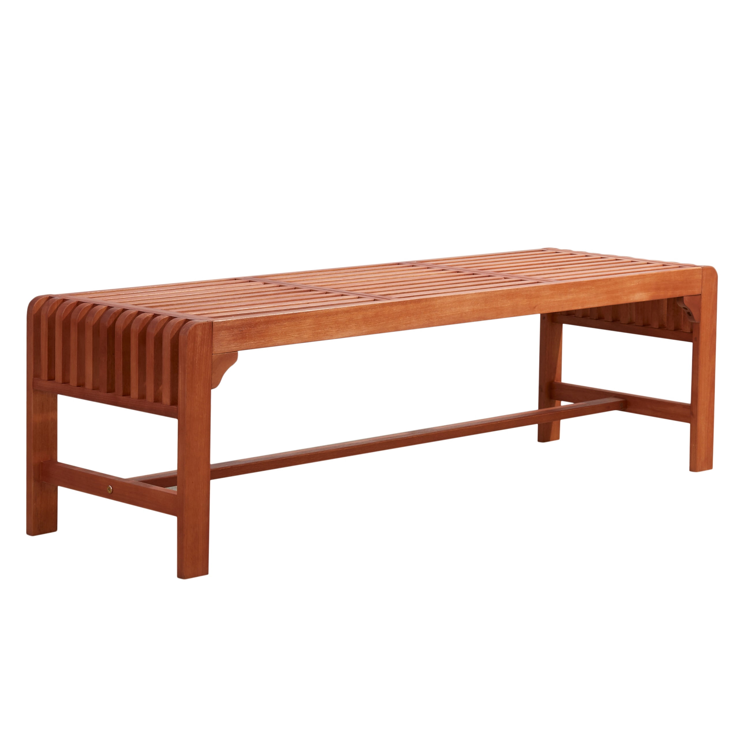 Logan 5-Ft Rustic Eucalyptus Wood Backless Slatted-Seat Garden Bench ...