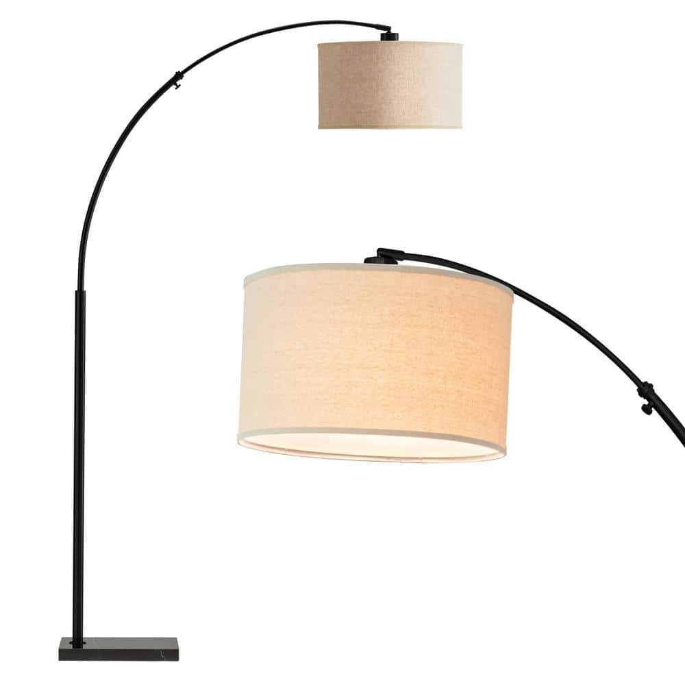 Logan 76 in. Classic Black Modern 1-Light Adjustable and Extendable LED ...