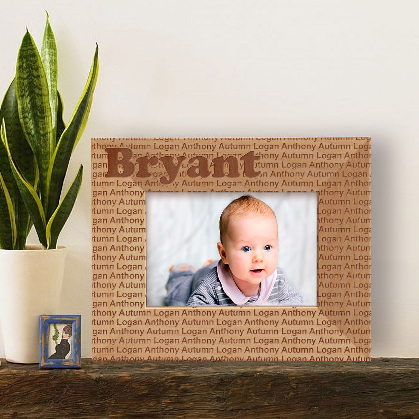 Logan Autumn Baby Personalized Wooden Picture Frame-5" x 3 1/2" Brown ...