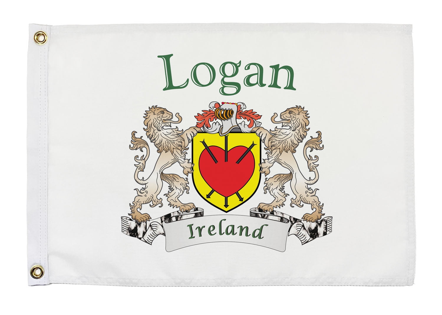 Logan Irish Coat of Arms Small White Flag - 16"x10.5" inches - Walmart.com