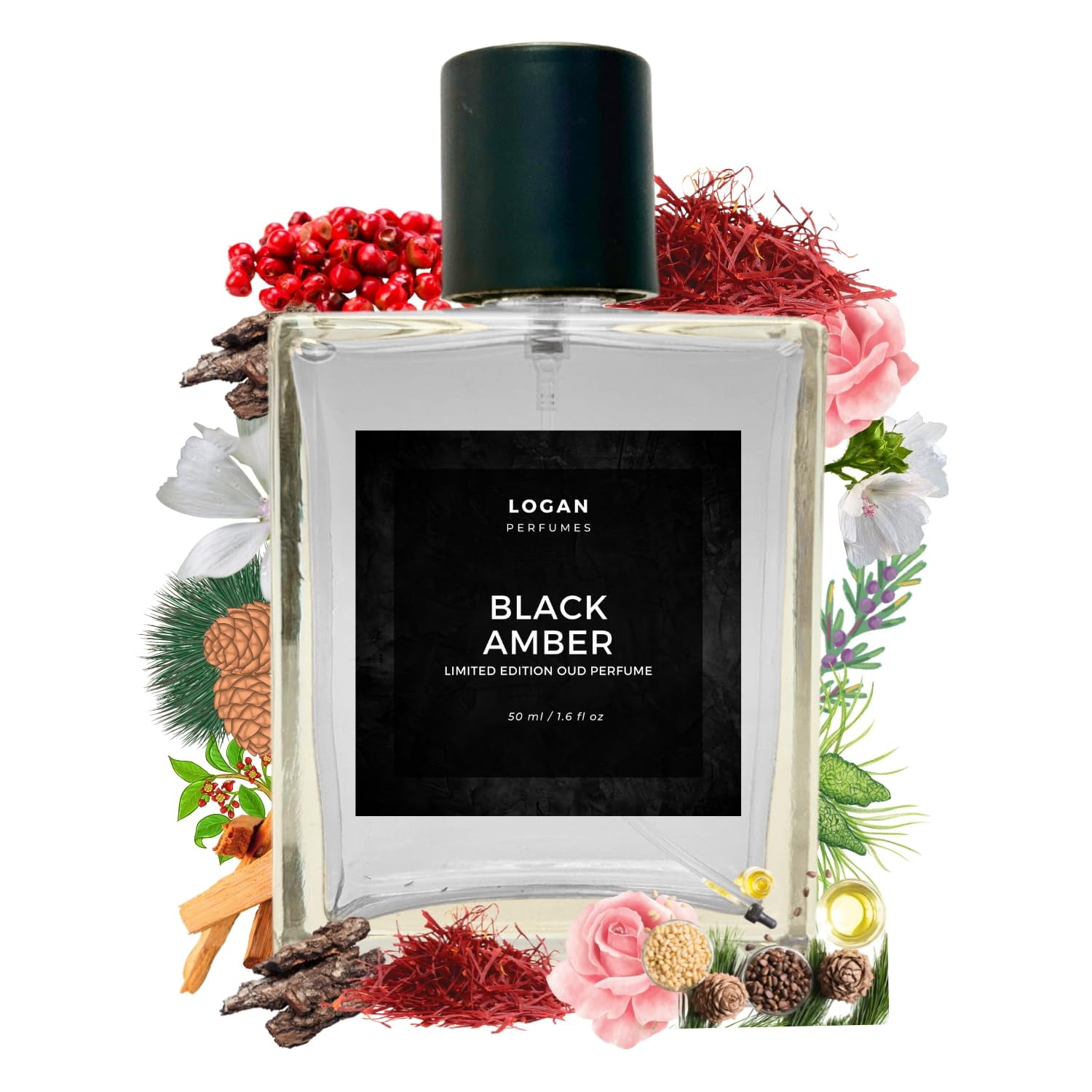 Logan Perfumes Black Amber Limited Edition Long Lasting Extrait de Parfum 50 ml With Black ...