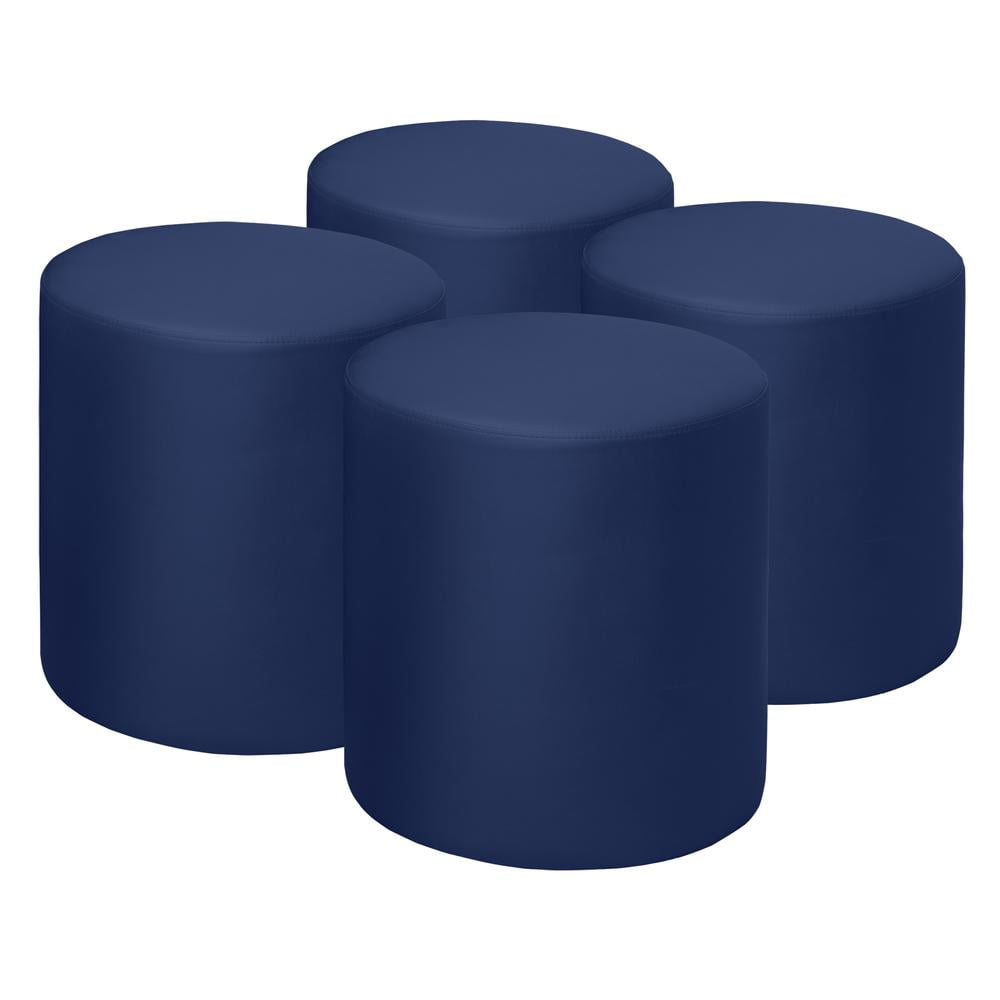 Logan Round Vinyl Ottoman (Set of 4)- Naval Blue - Walmart.com