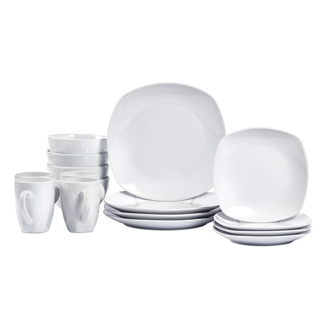 Tabletops Unlimited Logan 16-Piece Porcelain Dinnerware Set, Kitchen ...