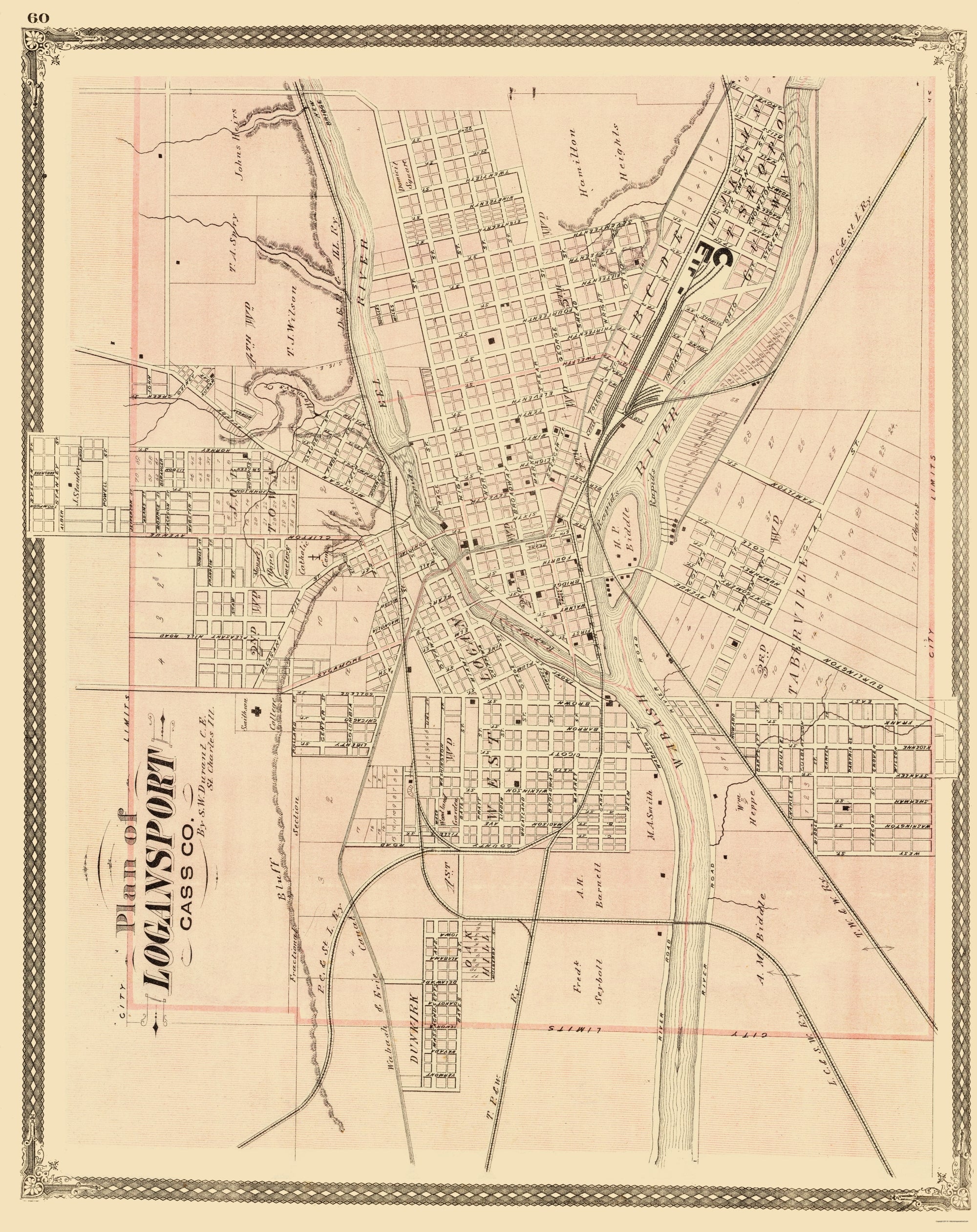 Historic City Map - Logansport Indiana - Baskin 1876 - 23 x 28.99 ...