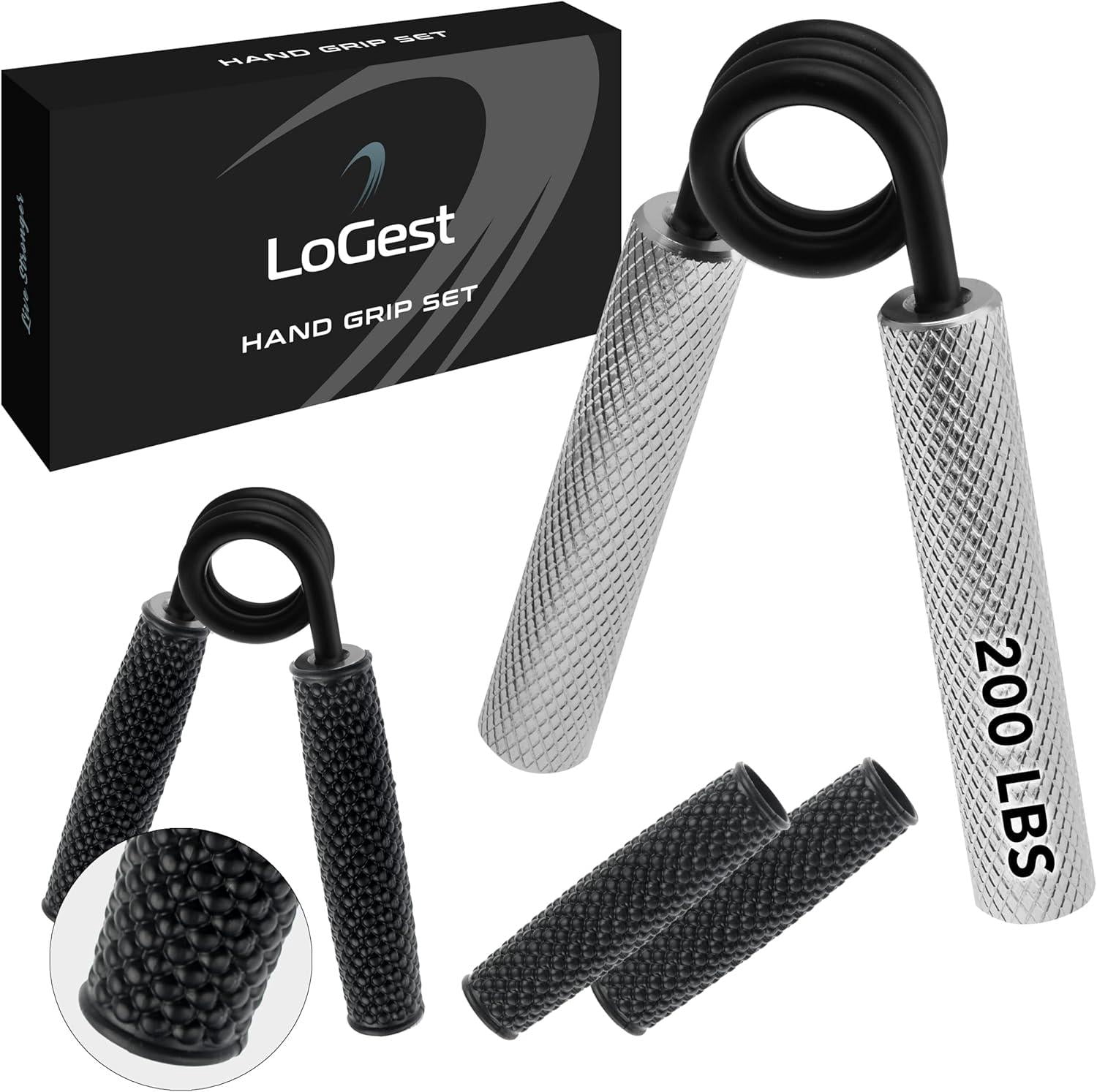 Logest Metal Hand Grip Strengthener 100LB-350LB No Slip Heavy-Duty Grip ...