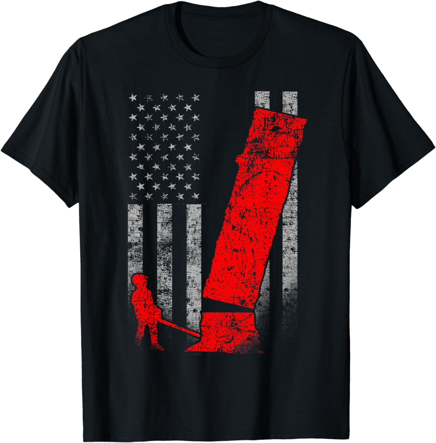 Logging Flag Shirt - Red Logger Felling a Tree on US Flag - Walmart.com