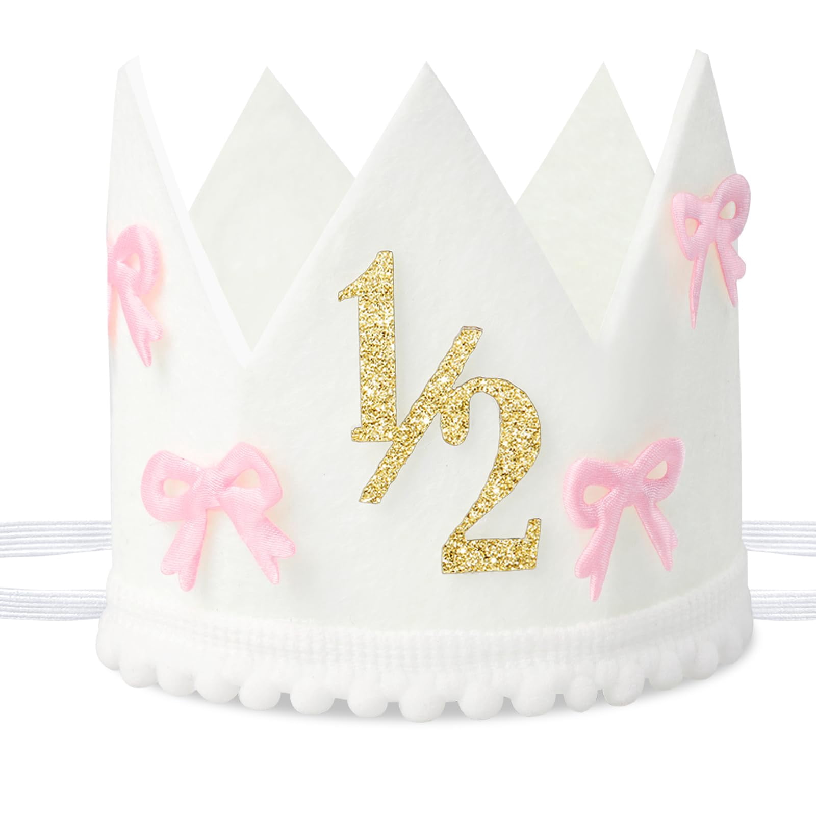 Loghohu Half Birthday Crown, 6 Months Birthday Decorations 1/2 Birth ...