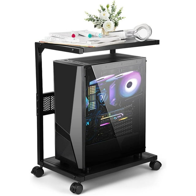 Loghot PC Stand Computer Tower Stand 2-Tier Metal CPU Stand with ...