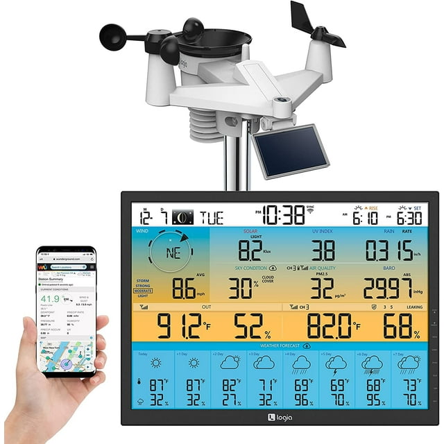 Logia 7-in-1 Wireless Weather Station with 8-Day Forecast, Wi-Fi, Solar ...