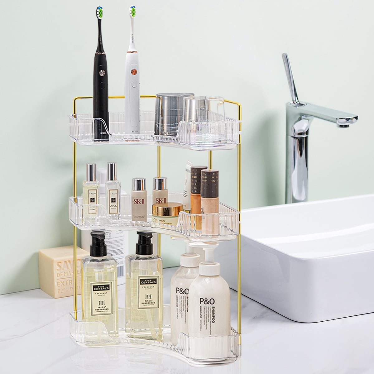 Logianis 3-Tier Bathroom Corner Organizer Countertop Organizer ...