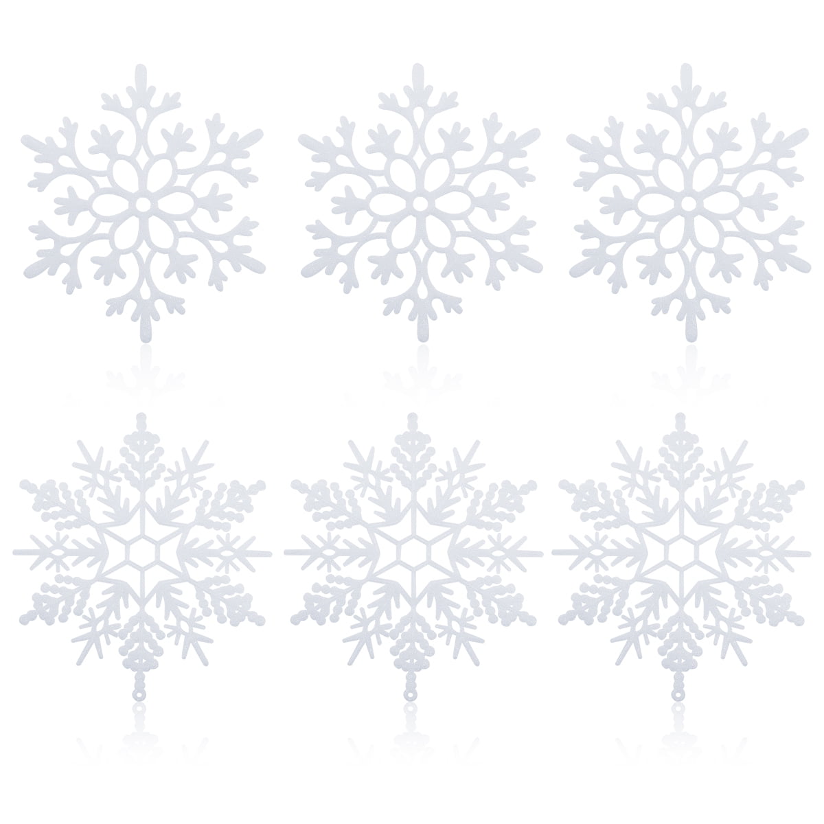 Logianis 6pcs Large White Snowflakes Ornaments 12” Big Plastic Glitter ...