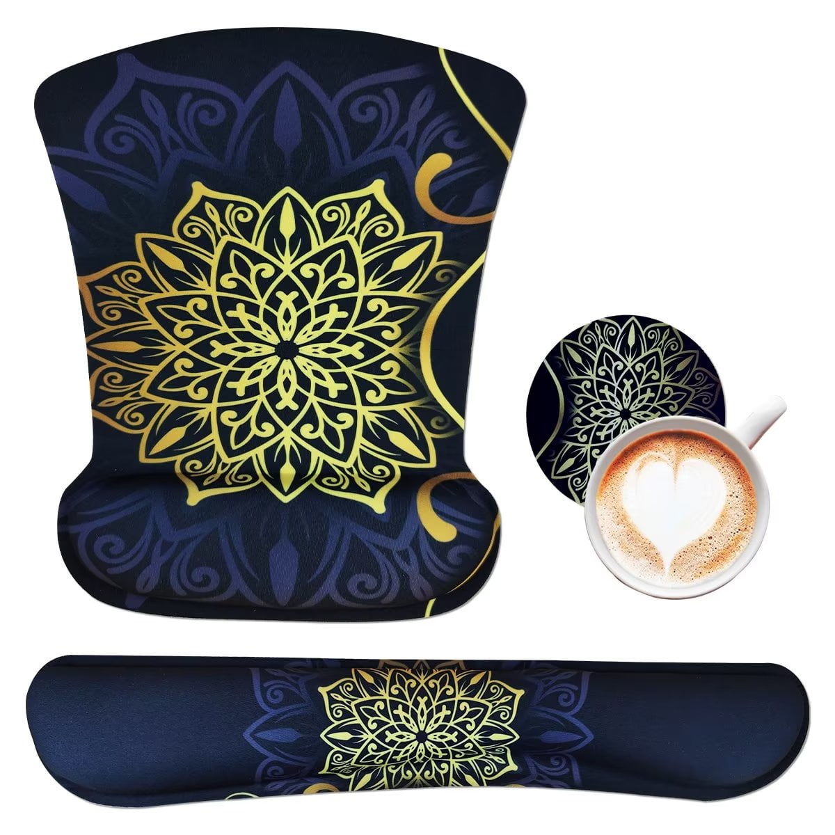 Logianis Mouse Pad Wrist Rest Support Ergonomic Gel Mouse Pad Memory Foam Keyboard Set Black