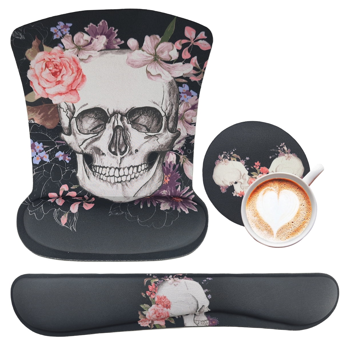 Logianis Ergonomic Mouse Pad & Keyboard Set with Wrist Rest and Cup ...