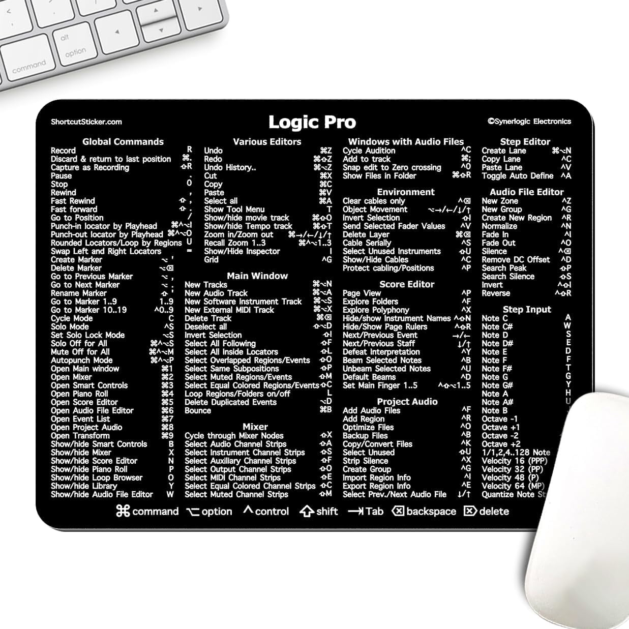 Logic Keyboard Shortcut Reference Mouse Pad - Black V2.0 - Premium ...