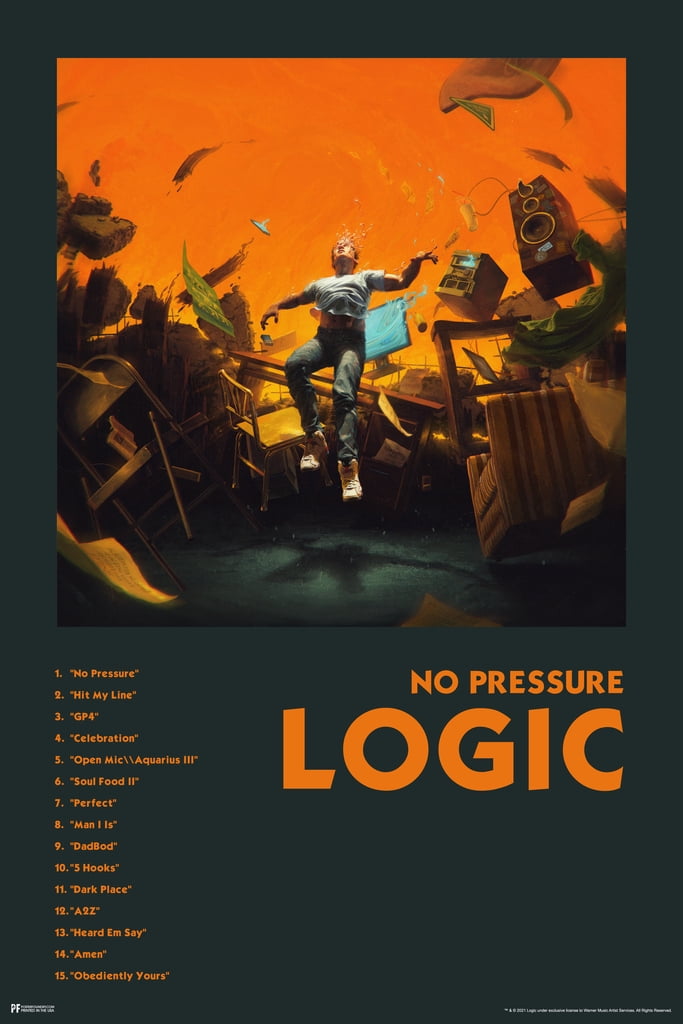 Logic Merch No Pressure Album Cover Art Track List Rap Posters Logic ...