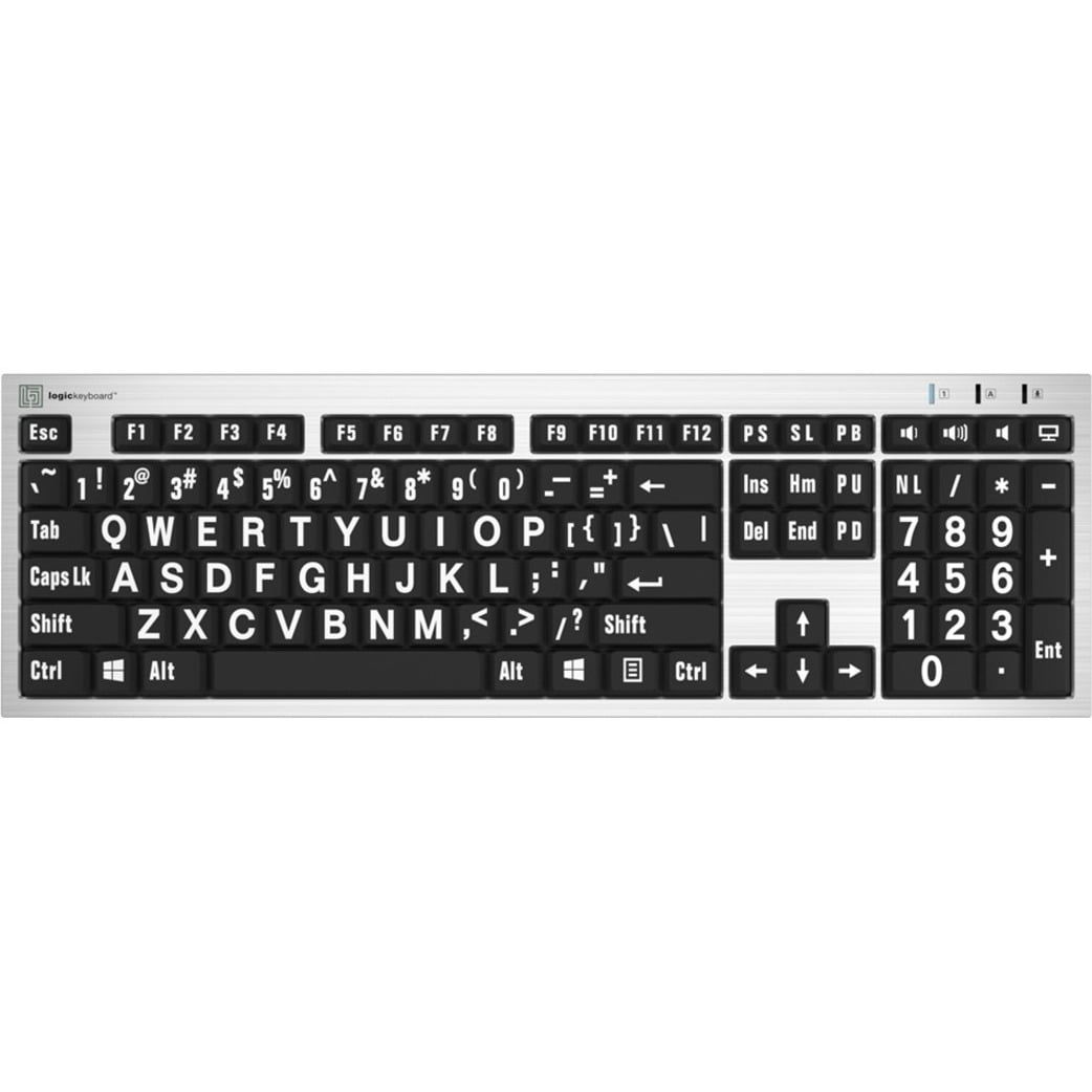 Logickeyboard LargePrint White on Black, PC Slimline Keyboard, US ...