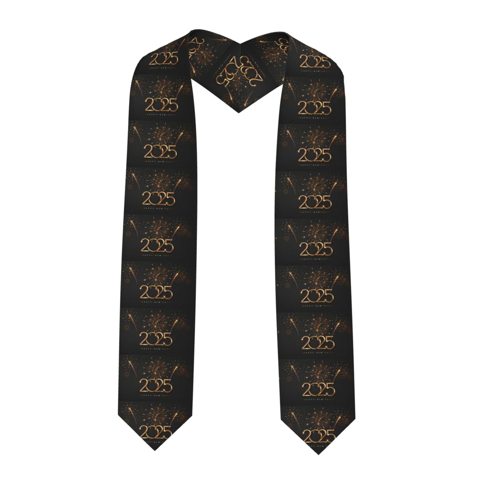 Logiee 2025 Golden On New Year Print Unisex Adult Graduation Stole ...