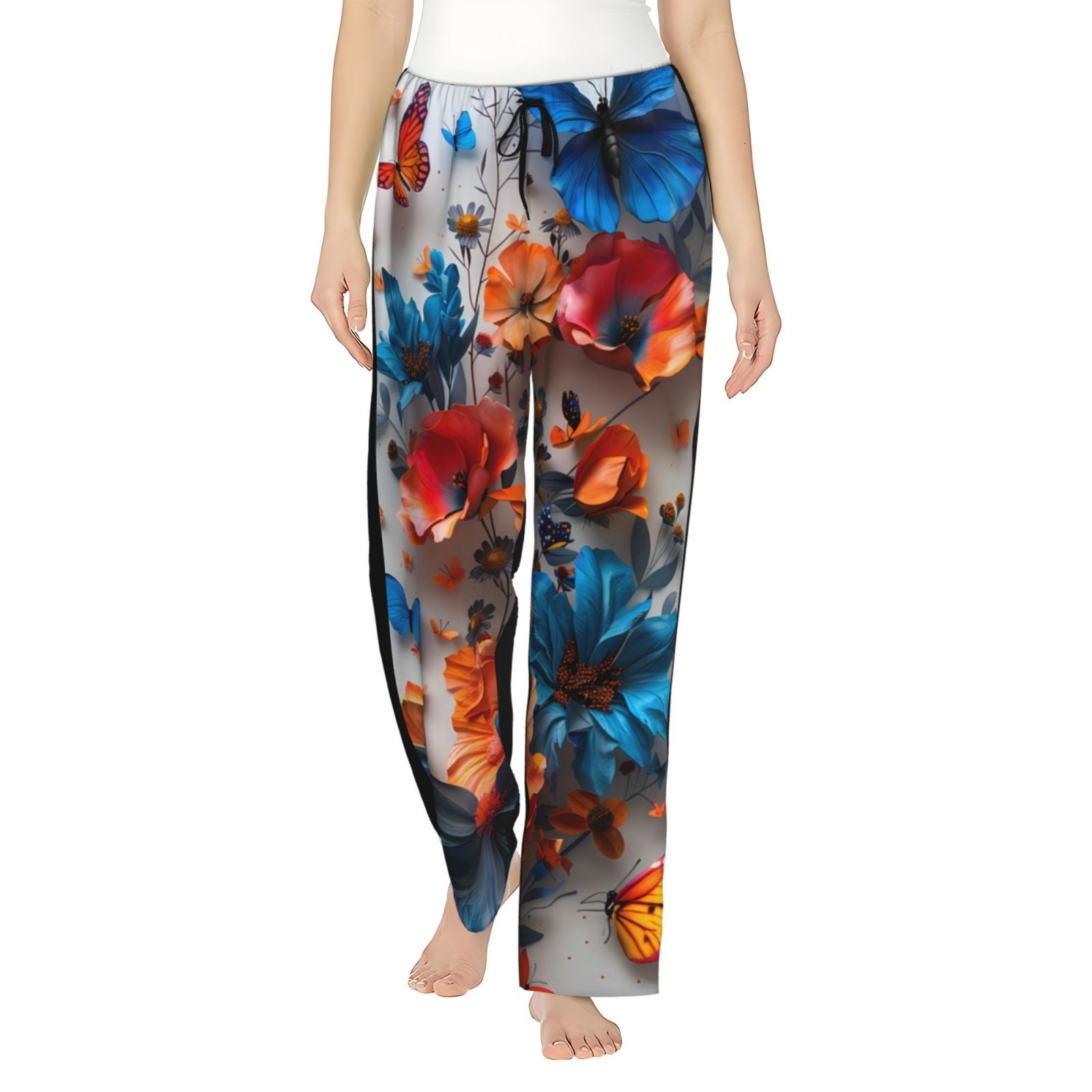 Logiee 3D Butterfly Print Women Pajama Pants,Comfy Pj Bottom with ...