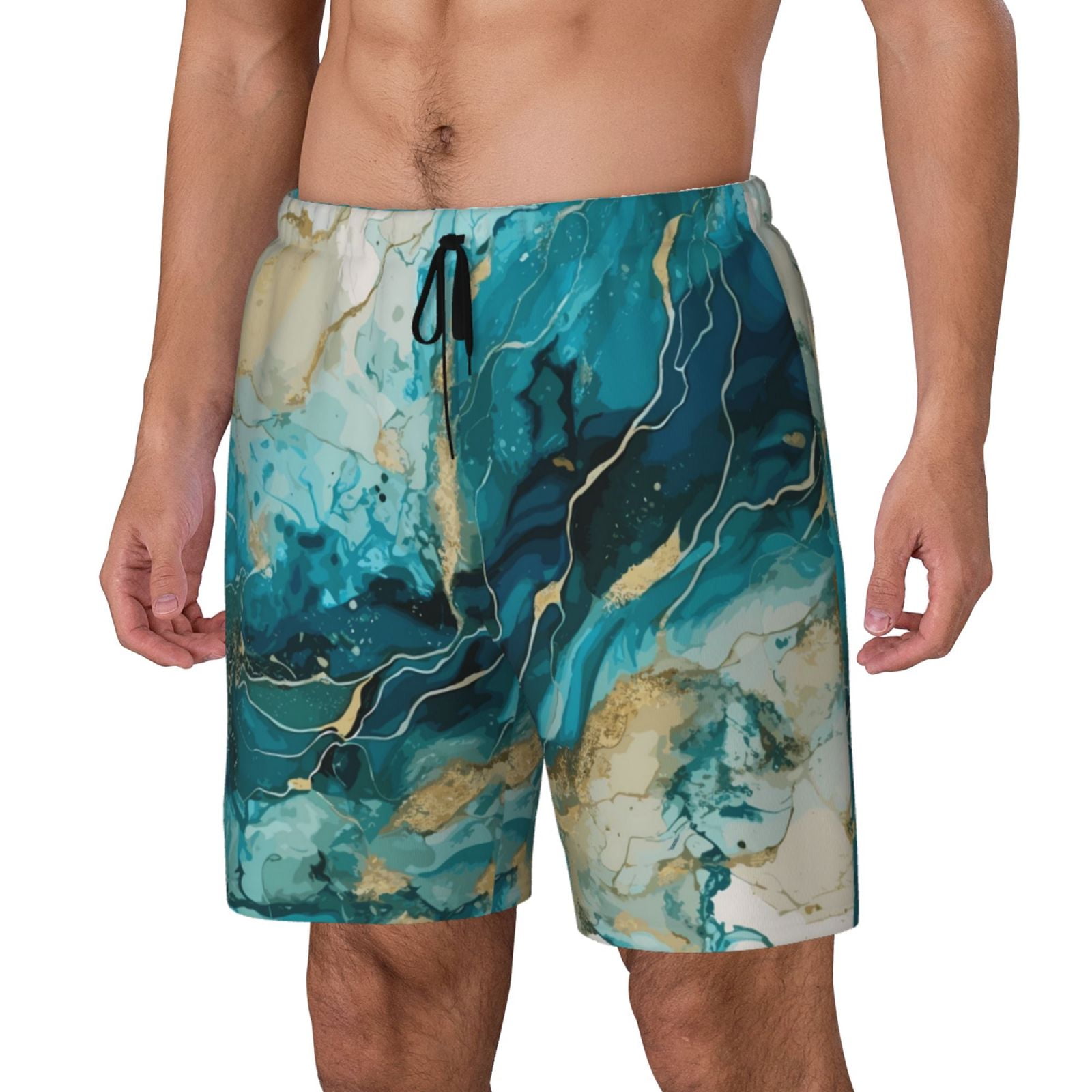 Logiee Abstract Ocean Currents Print Men's Swim Trunk,Quick Dry Board ...