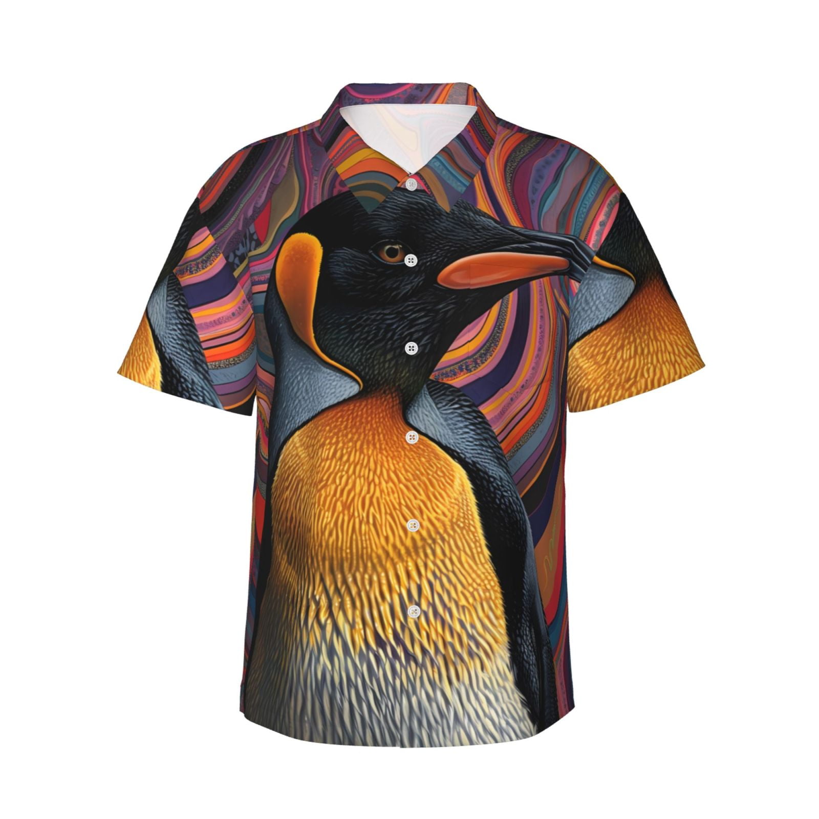 Logiee Abstract Pattern Penguin Print Mens Hawaiian Shirts,Loose-Fit ...