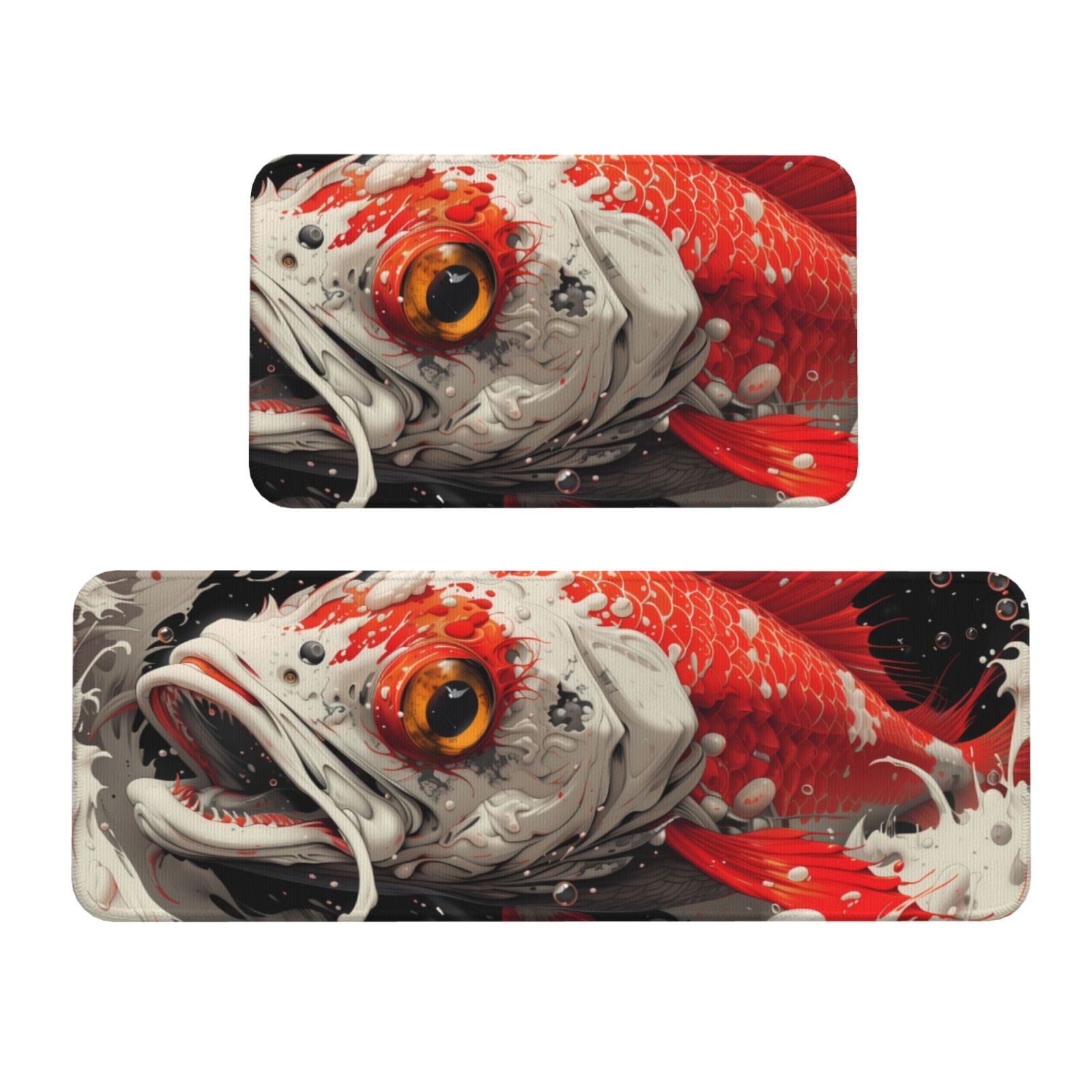 Logiee Abstract Red Koi Fish Art Print Kitchen Mats for Floor Sets of 2 ...