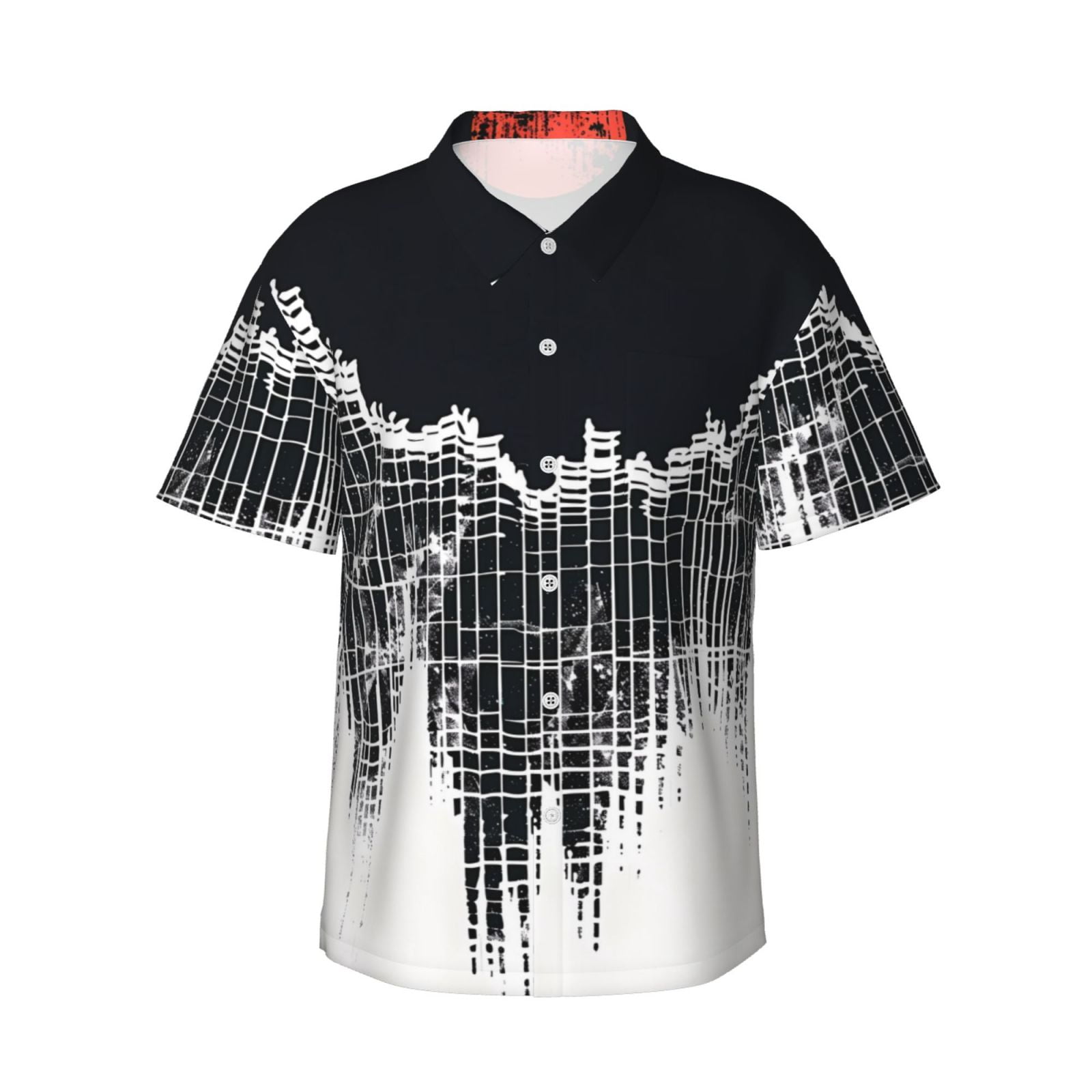 Logiee Abstract Red Sun Design Print Mens Hawaiian Shirts,Loose-Fit ...
