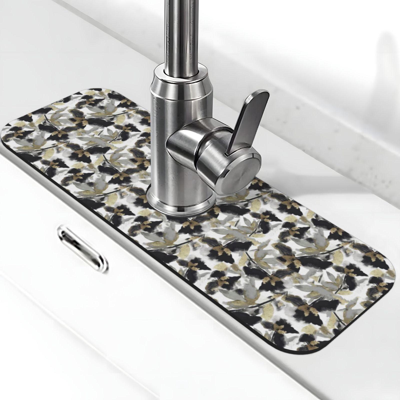 Logiee Abstract Watercolor Print Kitchen Sink Splash Guard Faucet Mat ...