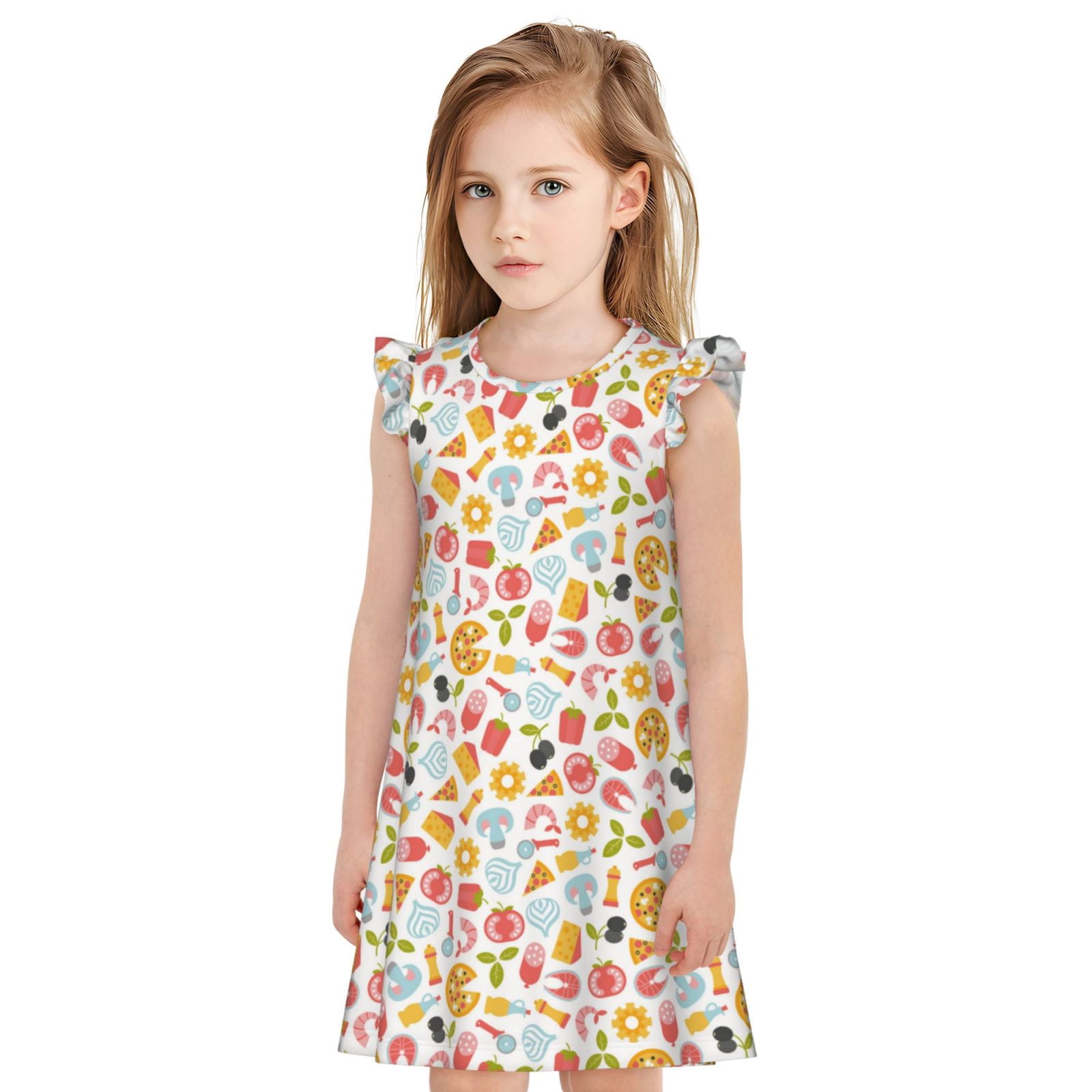 Logiee Afternoon Tea Print Girls Nightgowns,Casual Dress Flutter,Short ...