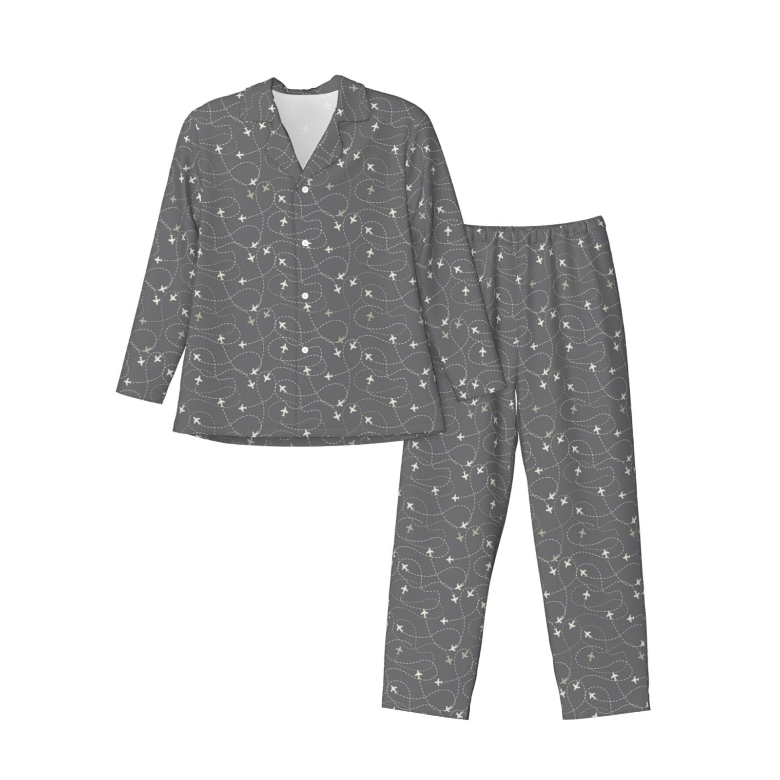 Logiee Airplane Routes Around The World Print Mens Long Sleeve Pajama ...