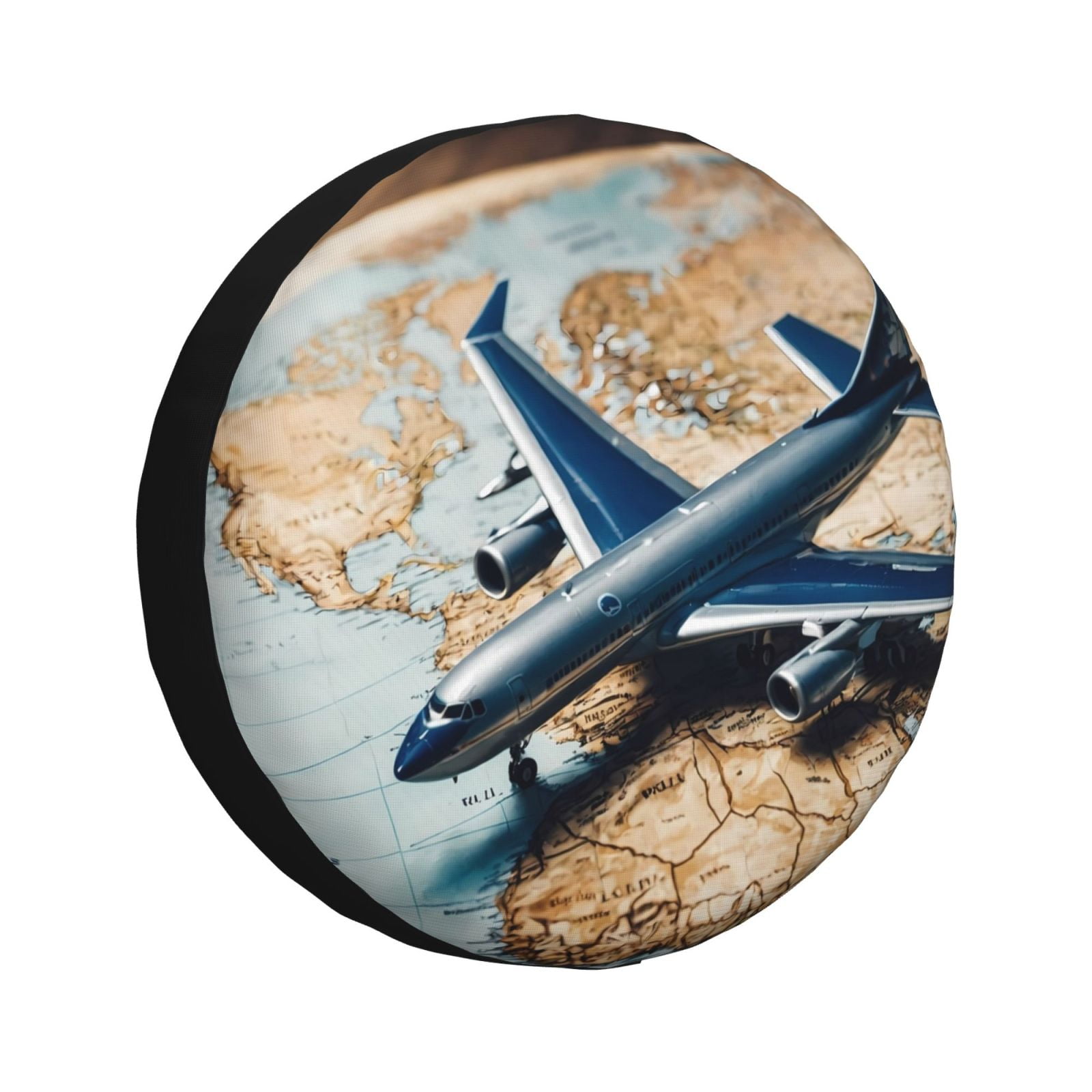 Logiee Airplane World Map Adventure Print Spare Tire Cover, Universal ...