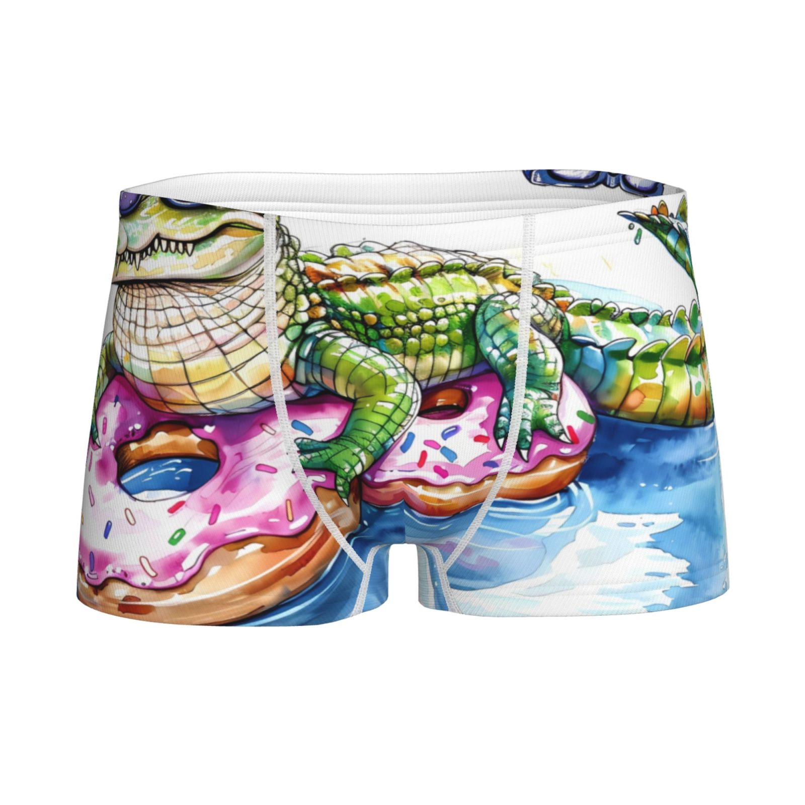 Logiee Alligator Donut Pool Float Print Boys' Boxer Briefs,Tween Boy ...