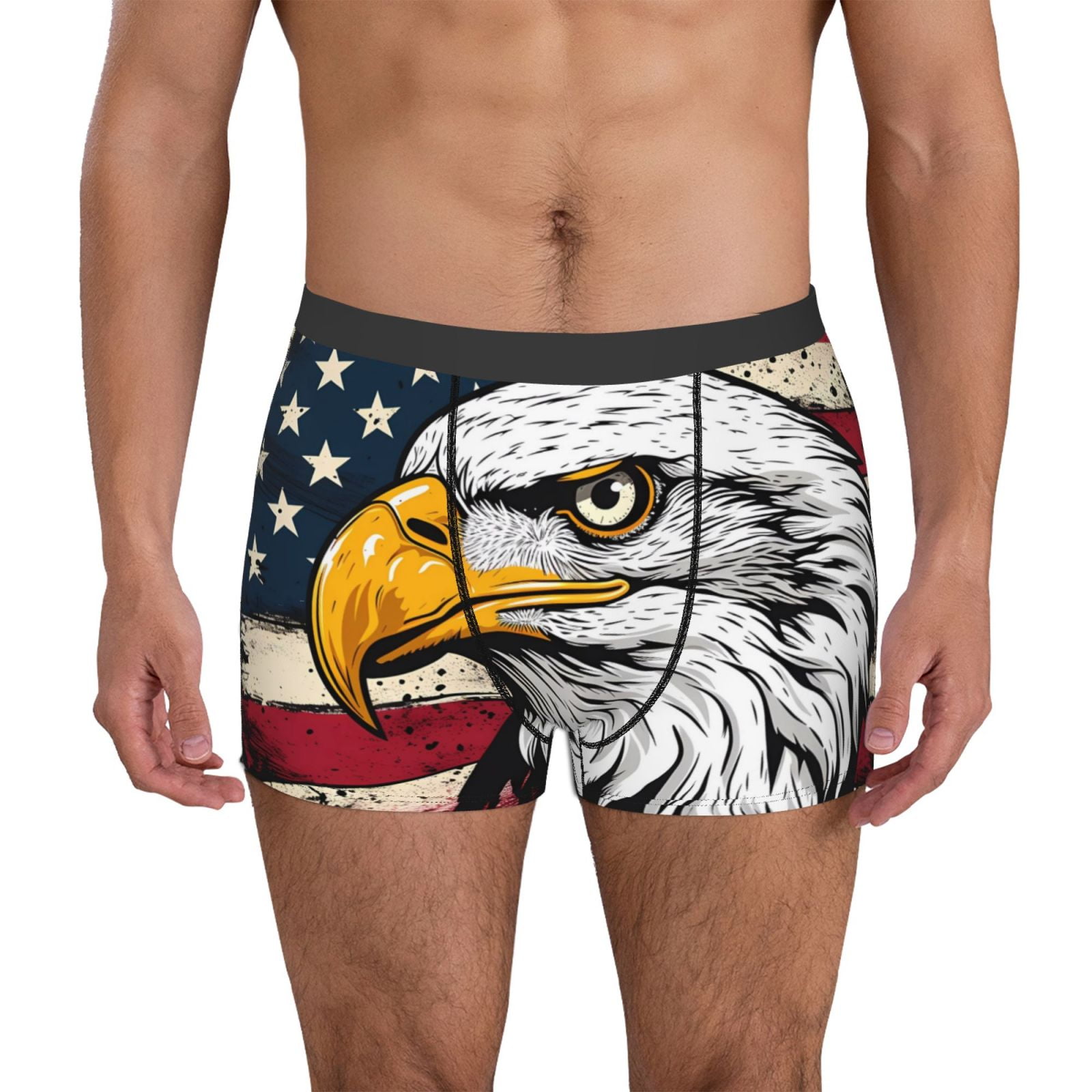 Logiee American Bald Eagle Print Mens Boxer Briefs,Boxer Briefs for Men ...